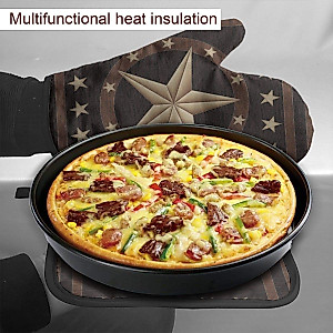 Western Texas Star Heat Resistant Oven Mitts and Pot Holders Set for Kitchen-Soft Cotton Lining with Non-Slip Surface for Safe BBQ Cooking Baking Grilling,Machine Washable