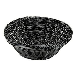 G.E.T. Enterprises Black 9.5" Round Basket, Break Resistant Dishwasher Safe Polypropylene Designer Polyweave Baskets Collection WB-1501-BK (Pack of 1)