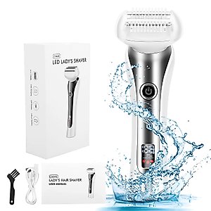 Electric Shaver for Women, LED Display 3 in 1 Blade Electric Razor Painless for Legs Bikini Trimmer Underarm Public Hairs, Rechargeable Womens Hair Remover Wet Dry Use Cordless with Detachable Head