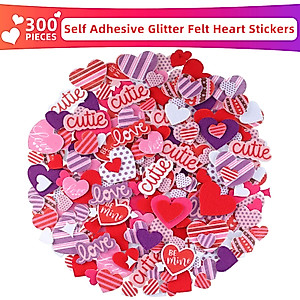 24 Pieces Valentines Felt Hearts DIY Crafts Heart Shape Craft Felt Heart Laser Cutout 300 Pieces Assorted Adhesive Felt Hearts Stickers for Valentine's Day Mother's Day Anniversary Holiday Decorations