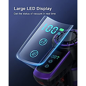 WLUPEL Cordless Vacuum Cleaner, 400W Stick Vacuum Cleaner with 30KPA Powerful Suction, Lightweight Handheld Vacuum LED Display for Carpet and Floor, Pet Hair (Hero 8-Purple)