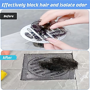 30 Pcs Floor Drain Stickers, 4" X 4" Disposable Shower Floor Drain Cover, Shower Drain Hair Catcher Mesh Stickers for Kitchen Sink, Bathroom, Laundry