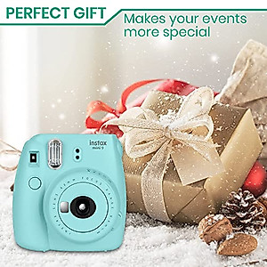 FujiFilm Instax Mini 9 Instant Camera + Fujifilm Instax Mini Film (60 Sheets) Bundle with Deals Number One Accessories Including Carrying Case, Selfie Lens, Photo Album (Ice Blue)