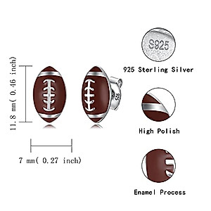 Sterling Silver Football Stud Earrings - Hypoallergenic Sports Jewelry Gifts for Women Sports Lovers (Football)