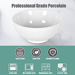 ALLUSEIT Cereal Bowls 40oz, Bone Porcelain Soup Bowl Set of 4, Large Ceramic Bowl for Kitchen, Versatile Serving for Salad Oatmeal Rice etc. Dishwasher & Microwave Safe, White Φ7inch