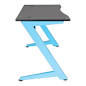 OSP Home Furnishings Beta Battlestation Gaming Desk with Bluetooth RGB LED Lights, Matte Blue