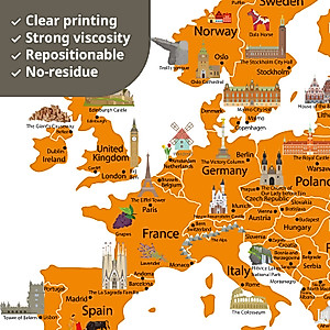 DECOWALL DL3-1902N XLarge Colorful Landmark World Map Wall Stickers (62x42 inch) Wall Decals Peel and Stick Removable Wall Stickers for Kids Nursery Bedroom Living Room décor