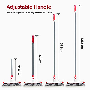 Scrub Brush Floor Brush with Long Handle, Deck Brush Floor Scrubber 2 in 1 Scrape Brush Stiff Bristle Shower Brush Scrubbing Brush Cleaning Brush for Bathroom, Kitchen, Tub, Carpet, Grout, Tile