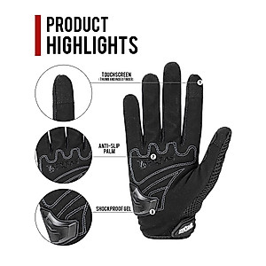 IRON JIA'S Motorcycle Gloves for Men and Women - Motorbike Powersports Racing Gloves with Hard Knuckle Touchscreen for BMX ATV MTB Riding (Black XL)