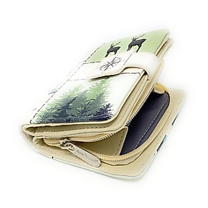 Shag Wear Wild Life Moose Polar Bear Wolf Canadian Geese Small Wallet for Women and Teen Girls Vegan Faux Leather 4.5" Beige