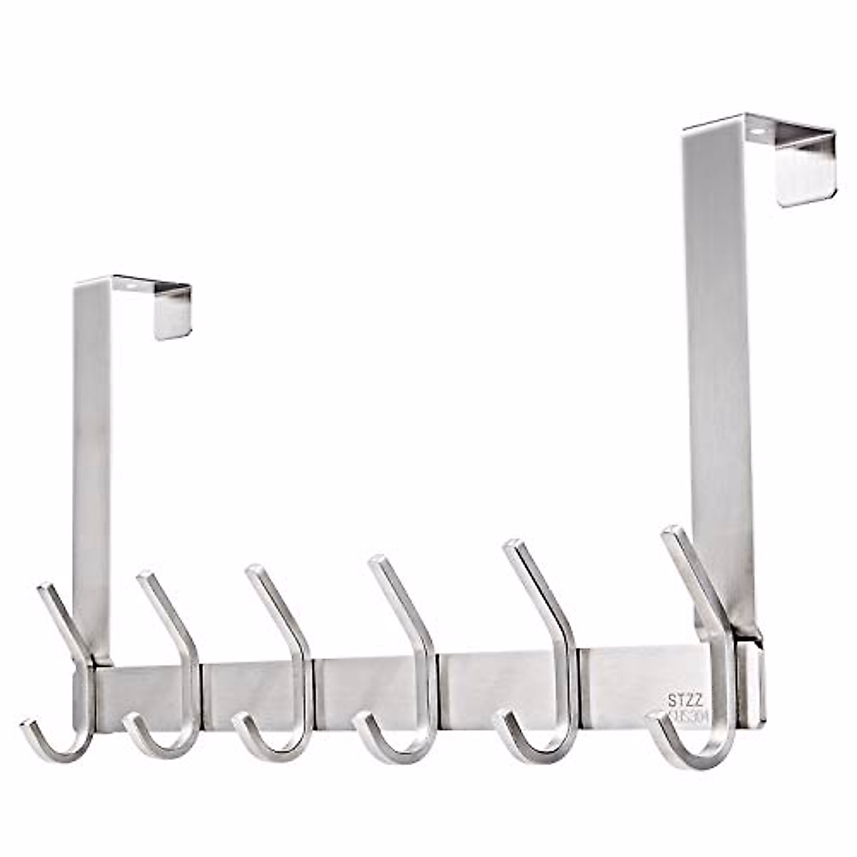 STZZ Over The Door Hook,Stainless Steel Heavy-Duty 12 Hooks Organizer Rack for Coats,Robes,Hats,Clothes,Bathroom Hanging Towels Rack