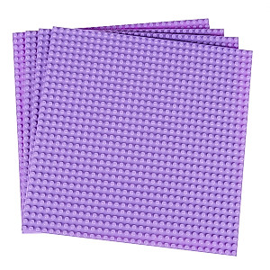 Strictly Briks Compatible with Lego 4 Pack Classic Stackable Baseplates 10x10 in, Building Bricks Plates with 32 x 32 Studs, Towers, Shelves, 4 Plates & 30 Stackers, Lavender