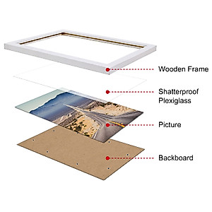 PQSNZ Picture Poster Frame 16x20 Wood Picture Frames Wall Decor Gallery Frames Tabletop Display Puzzle Poster 3 Pack,White,16 by 20