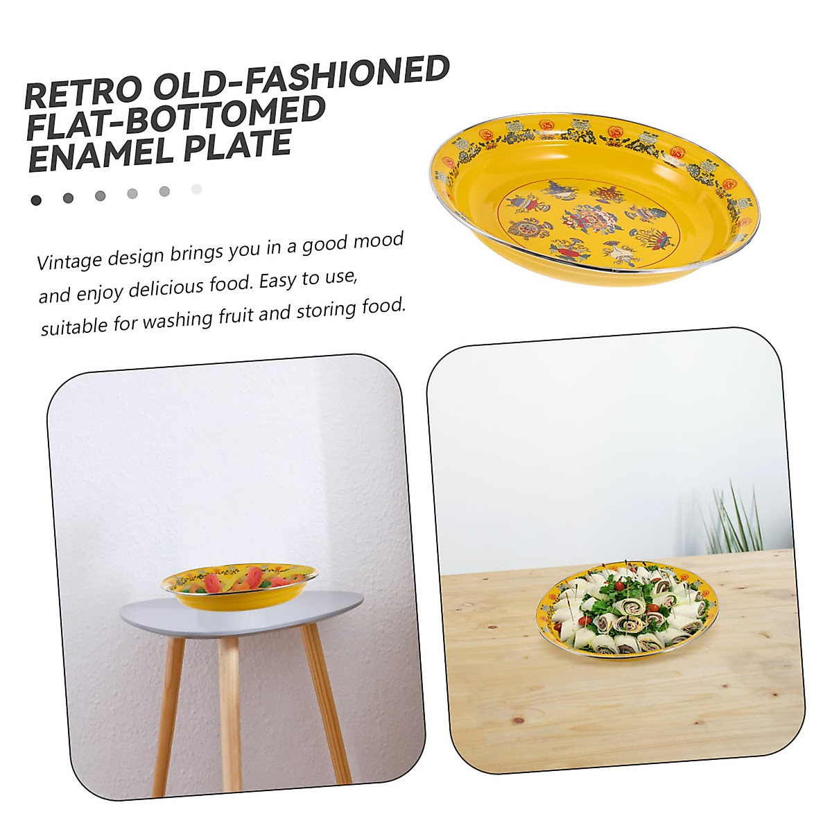 UPKOCH Old Enamel Fruit Plate steak plate enamel dessert plate camping dishes Enamelware enamel dessert dish food storage tray Food Storage Plate seafoam thick soup basin Accessories flat