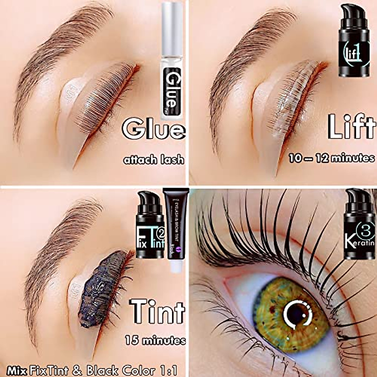 Lash Lift And T-i-n-t Kit, Lash Lift With(D-y-e), 10ml Eyelash Perm With Black Stain, Keratin EyeLash Lifting, Brow Lamination with Darker Look Be Voluminous 6 Weeks-10 Applications