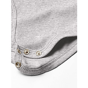 GUESS Unisex Organic cotton jersey screen print logo short sleeve bodysuit, Light Stone Heather, 6/9M