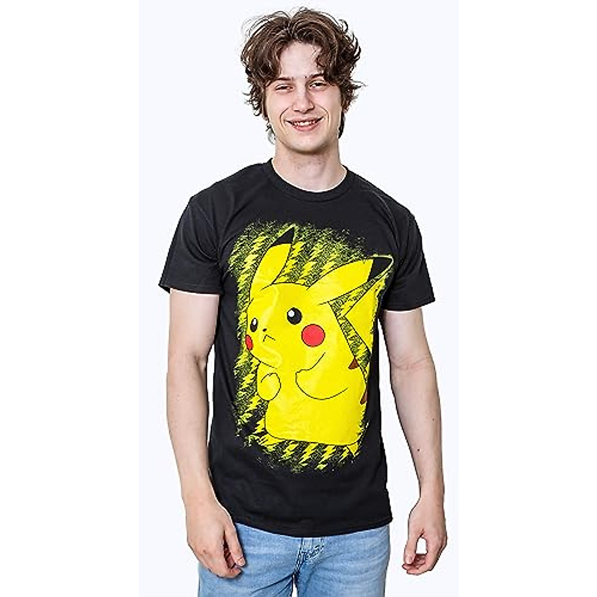 Pokemon Mad Engine Young Men’s Pokémon Pikachu Electric Static Power T-Shirt, Black, 3XL