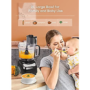 FOHERE Food Processor, 12 Cup, 4 Functions for Chopping, Slicing, Purees & Dough, Black