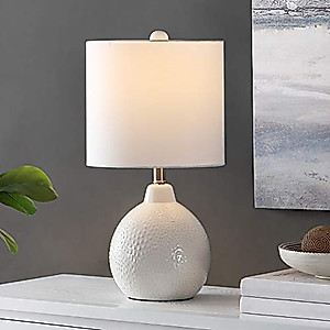 SAFAVIEH Lighting Collection Memphis Modern Contemporary Ivory Ceramic 20-inch Bedroom Living Room Home Office Desk Nightstand Table Lamp (LED Bulb Included)