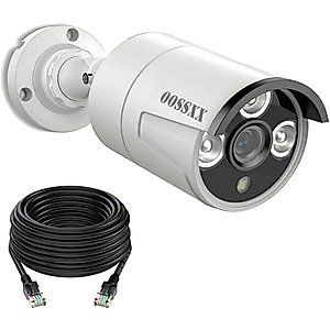 OOSSXX (5.0MP POE Extend Camera with 60 feet Cable) Microphone Inside Outdoor/Indoor Video Surveillance Security Waterproof Wired POE Camera, Just Extend POE Kits