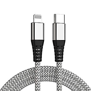 IFLASH USB C Charing Cable, USB-C iPhone Fast Charging Cable Compatible with iPad 8th 2020, iPhone 12/11/11 Pro/11 Pro Max/X/XS/XR/8, Support Power Delivery (Silver, 3 Feet)