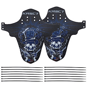 Micro Traders 2X MTB Bicycle Mudguards Kit Black Blue Mountain Bike Front Rear Splash Mud Guards Ultra Thin Fit for 26“ 27.5” 29“ Wheel
