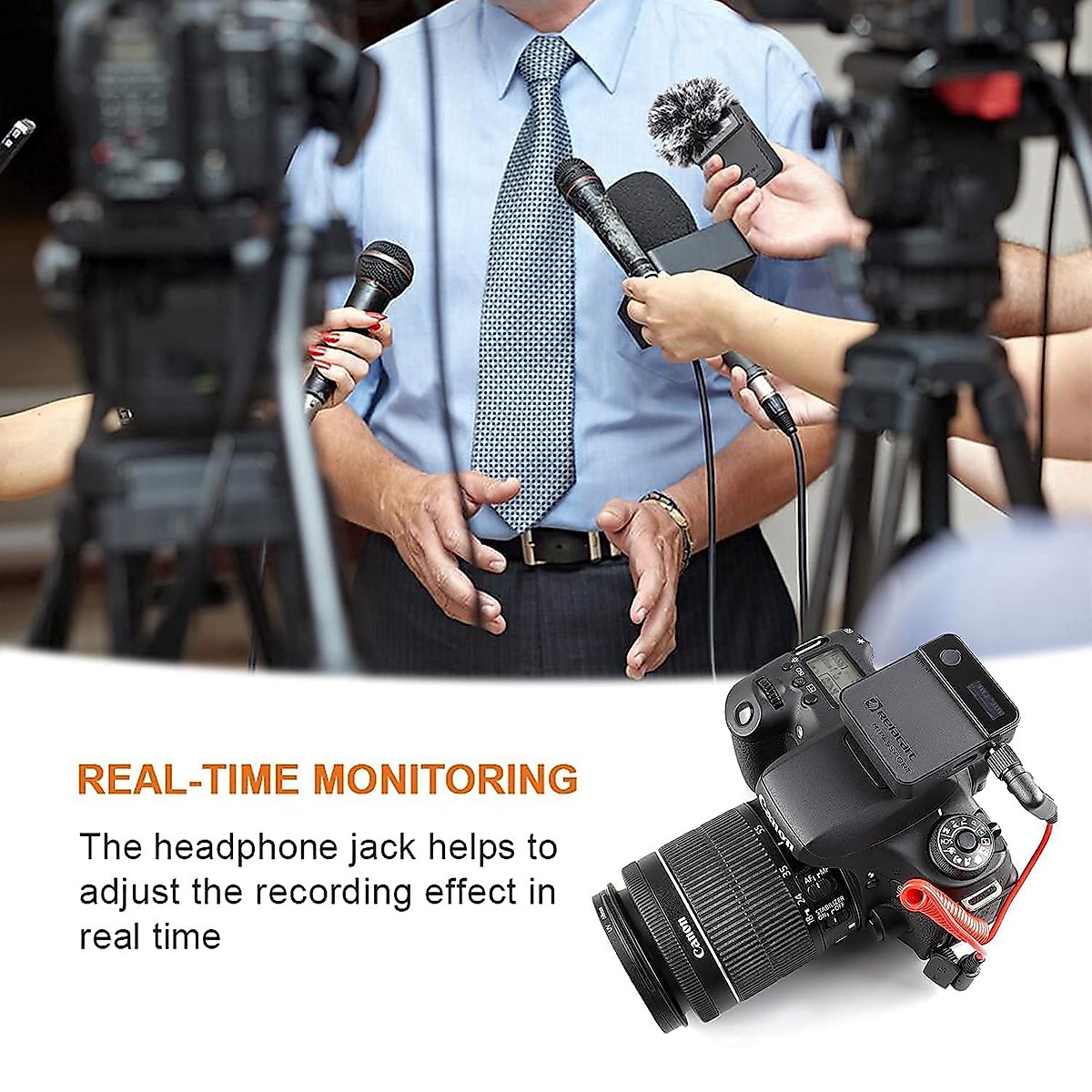 RELACART Wireless Lavalier Microphone System, Mi1 2.4GHz Wireless Lapel Mic with 1 Transmitter, 1 Receiver and 1 Lavalier Microphone Compatible with DSLR, Camera, Camcorder, Smartphone, iPhone