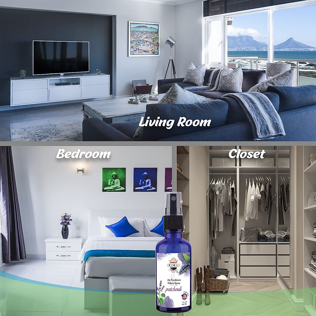 Patchouli Air Freshener - Room Spray - Odor Eliminator - Deodorizer - Car Air Freshener - Home Spray - Linen Spray - Fabric Refresher - Non-Toxic - Alcohol Free - Made in USA (4 Oz)