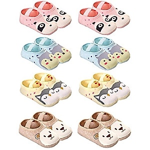 QandSweat Baby Toddler Non-skid Socks Little Girls Cute Cartoon Floor Socks 9-36 Months (Cartoon 8 Pairs)