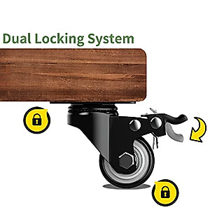 Amminle 1.5 Inch Swivel Casters, 1.5" Heavy Duty Plate Caster Wheel with 400 lbs Load, Dual Locking with 360 Degree Rotation, No Noise Locking Casters Set of 4 with Screws and a Screwdriver
