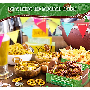 50 Pack Football Party Paper Food Trays, Football Party Disposable Food Serving Paper, Football Party Food Boats Hot Dog Trays Movie Snack Trays, Football