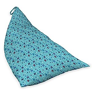 Ambesonne Airplane Lounger Chair Bag, Pattern of Modern Travel Themed Layout Dashed Traces in The Sky and Aircraft, High Capacity Storage with Handle Container, Lounger Size, Multicolor