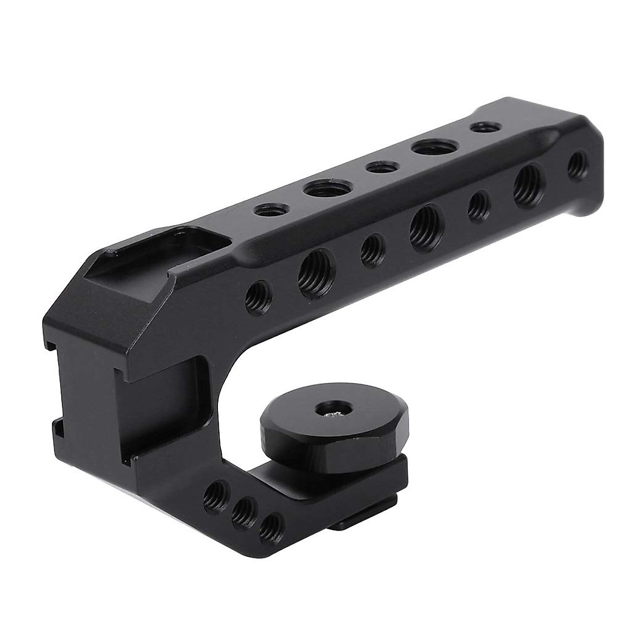 EVTSCAN Camera Handle Grip with 3 Cold Shoe, Universal Video Action Stabilizing Handle Grip Camera Cold Shoe Mount Adapter, 1/4" 3/8" Holes Mount