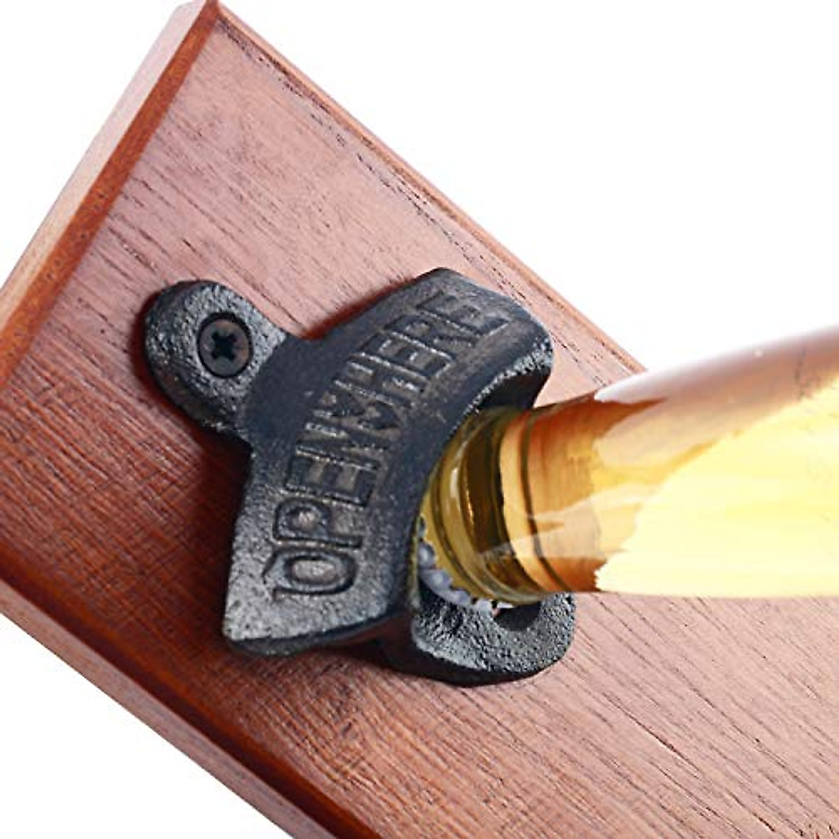 Homend 8pack Cast Iron Wall Mount Bottle Openers, Mounting Hardware Included, Vintage Rustic Bar(Wood Block is not Included)