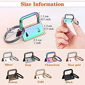 Key Fob Hardware, modacraft 42PCS 1 Inch 7 Colors Keychain Hardware Set Key Fob Hardware for Wristlet Keychain, Key Lanyard and Key Chain Making Hardware Supplies