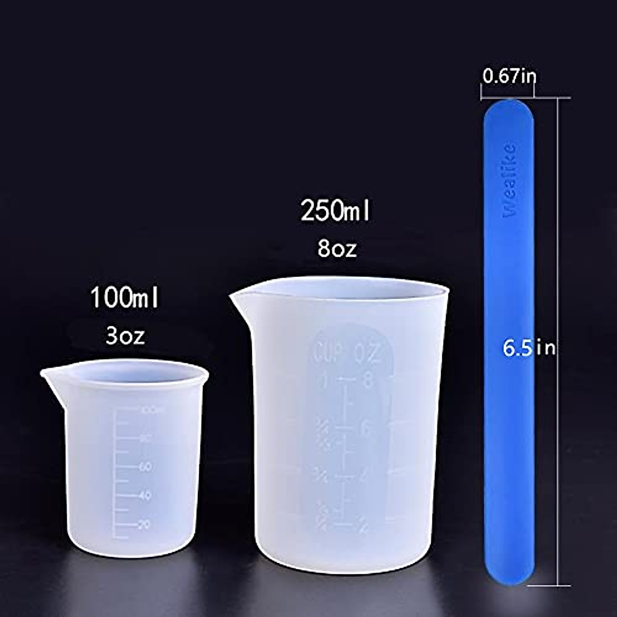 Silicone Measuring Cups for Epoxy Resin,1PCS 8oz Graduated Silicone Cup,4PCS 100ml Mixing Cups,2PCS Silicone Stire Sticks,for Epoxy Molds,Tumbler Making,Acrylic Paint Pouring Accessories
