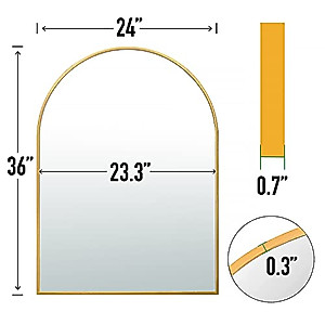 SCWF-GZ 24x36 Arch Mirror Square Wall Mounted Metal Frame Mirrors for Entryway Bedroom Bathroom Living Room 22x30 24x36 inch Black Silver - Gold