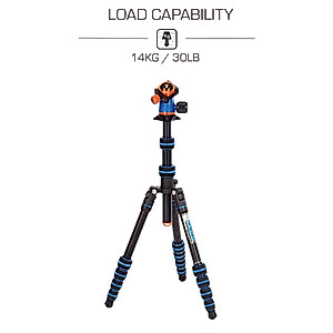 3 Legged Thing Punks Corey 2.0 Magnesium Alloy Ultra-Compact Travel Tripod - Adjustable, Multi-use Camera Tripod with Three Detachable Legs - Blue/Black (COREYBLUE2.0)
