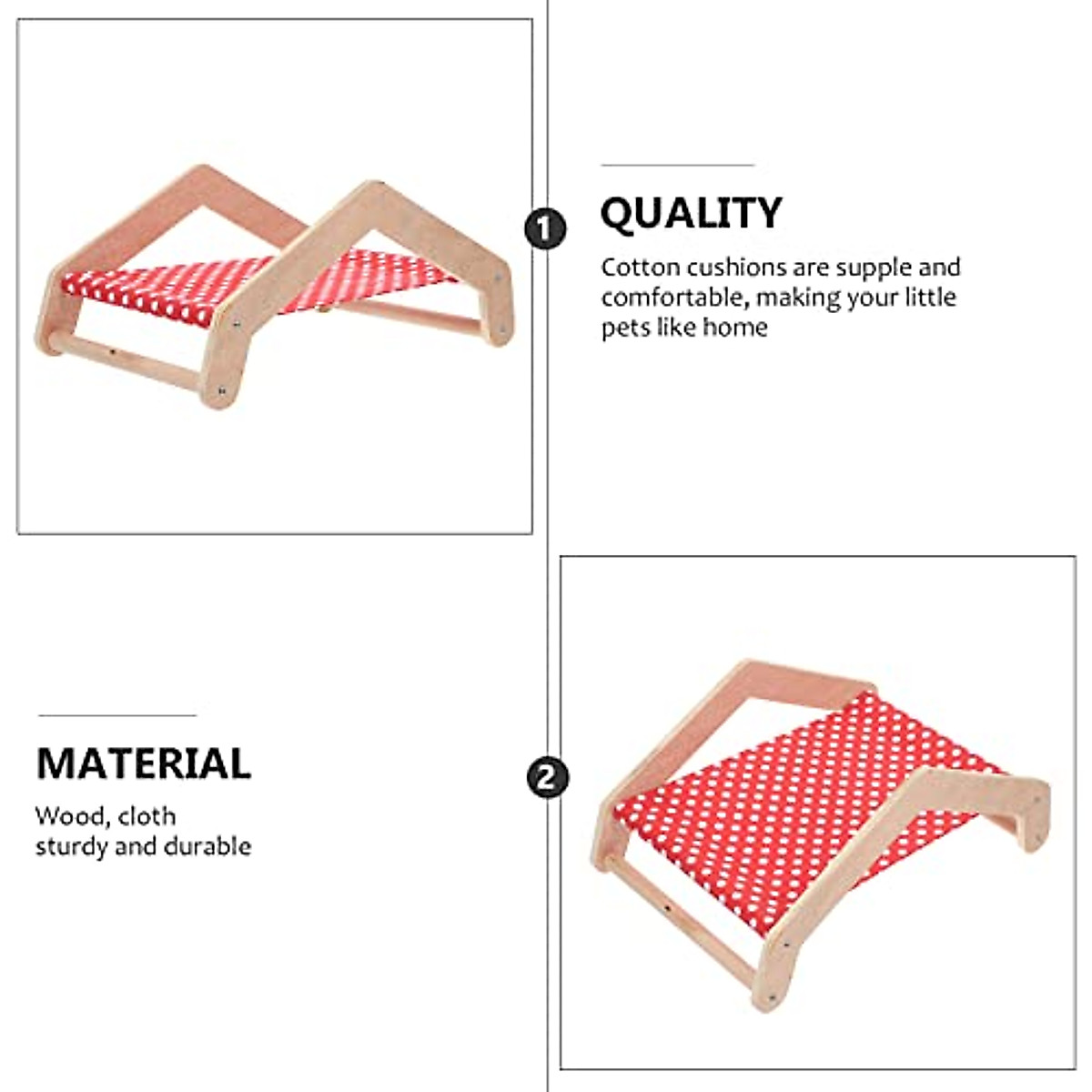 balacoo Ferret Hammock Wooden Elevated Pet Bed Cat and Dog Hammock Bed Elevated Cloth Bed Raised Pet Cot Hamster Sleeping Bed Pet Supplies Stuffed Hamster