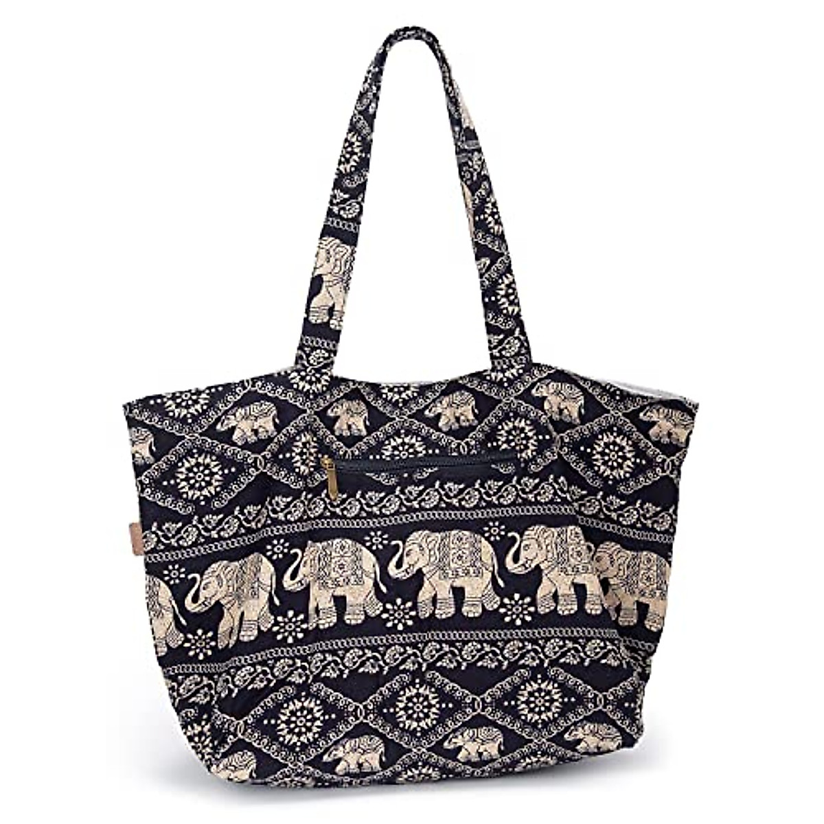 OPQRSTU Women Hippie Tote Hand Bag Large Capacity Bohemian Bag Portable Tourist Shoulder Bags (black)