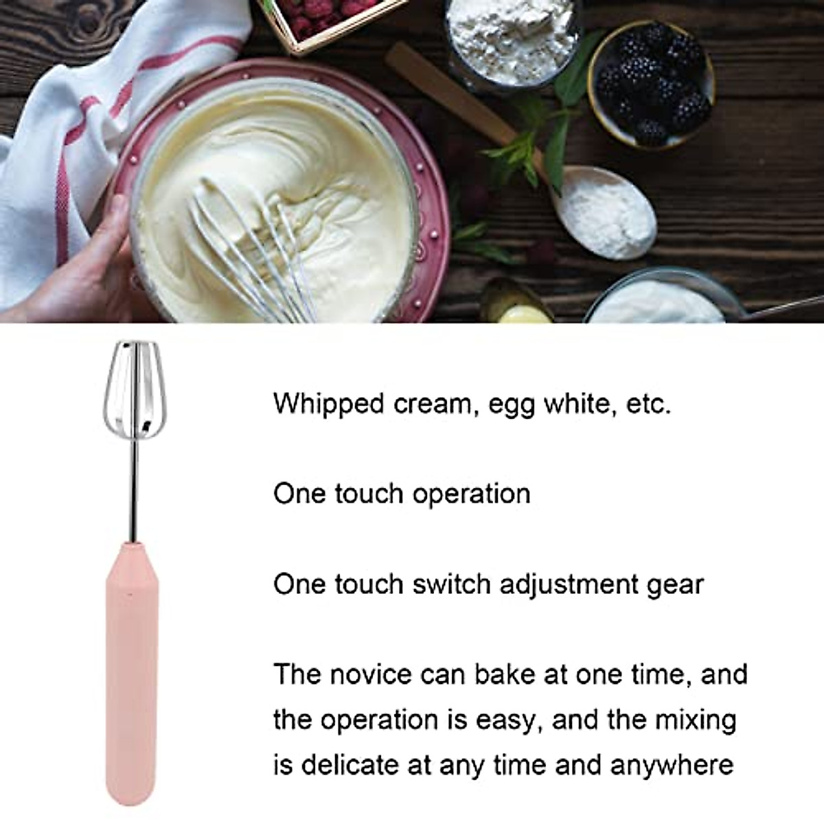 Electric Hand Blender，3 in 1 Immersion Blender Handheld Egg Beater, Beater Electric Milk Frother Coffee Blender Milkshake Blender Foamer Kitchen Tools(Pink)
