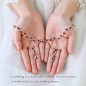 Unicra Bride Silver Necklace Earrings Set Crystal Bridal Wedding Jewelry Set Rhinestone Choker Necklace for Women and Brides