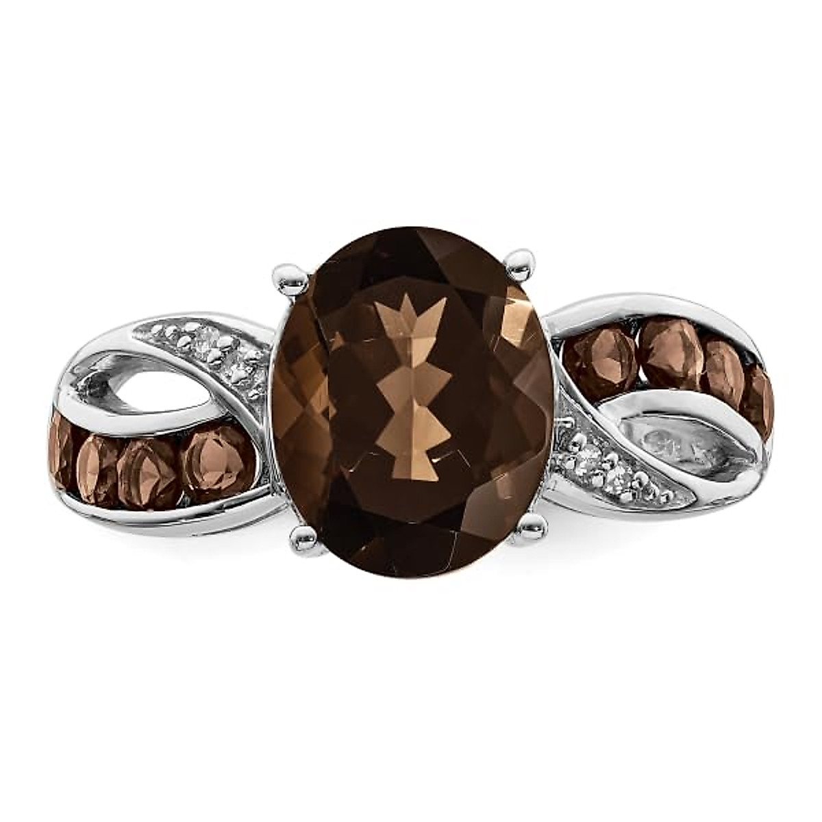 IceCarats 925 Sterling Silver Diamond Brown Smoky Quartz Ring Gemstone Band Size 10