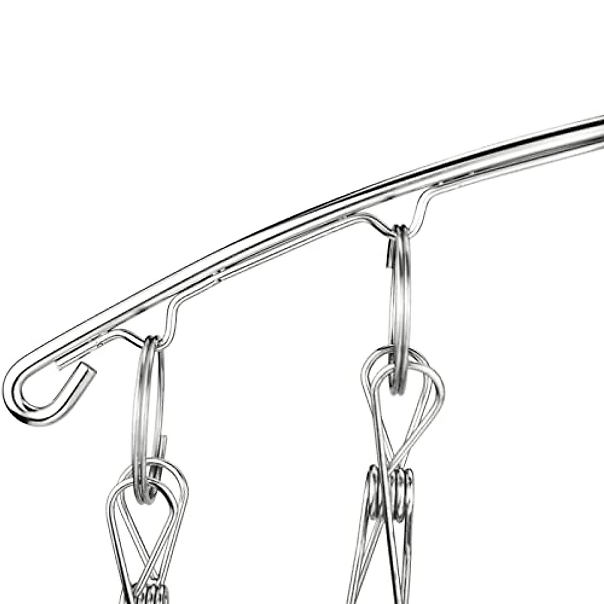 WAIKAS [Pack of 2 pcs] Socks Underwear Hanger,Stainless Steel Hanger，Stainless Steel Sock Hanger with 8 Clips, Suitable for Drying Socks, Underwear, Baby Clothes, Towels