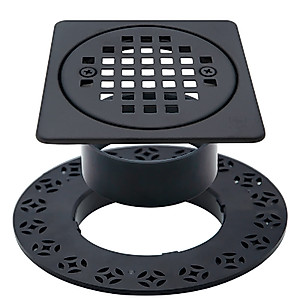 4 Inch Drain Grate Kit Compatible with Schluter Kerdi-Drain Flange Square Shower Floor Drain SS304 Stainless Steel and ABS Material - CUPC Certification, Matte Black