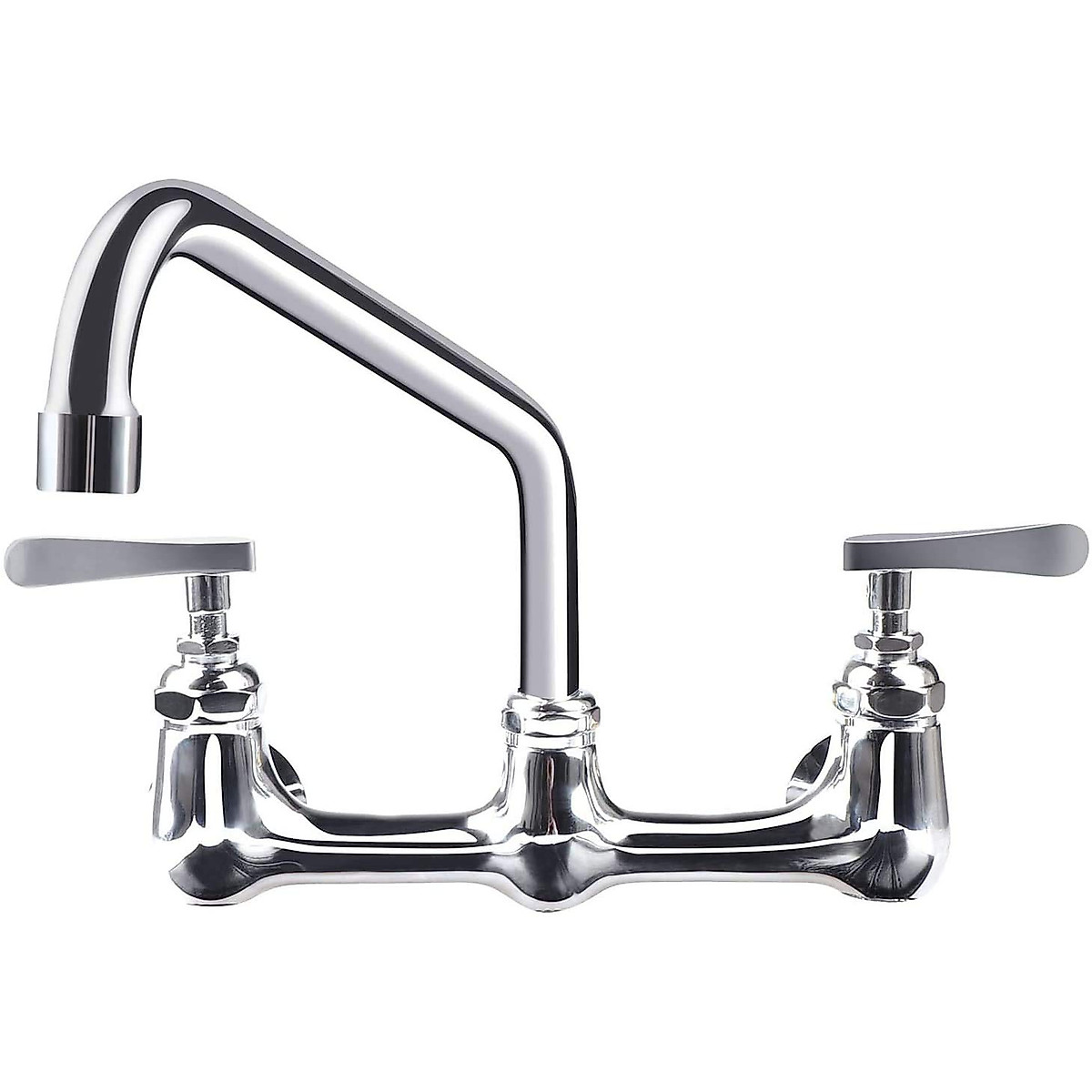 KWODE 8 Inch Center Commercial Sink Faucet with 10” Swivel Spout, Commercial Wall Mount Kitchen Faucet for Kitchen Sink 2-Handle 1 or 2 Compartment Prep & Utility Wall Mount Faucet Chrome Finish