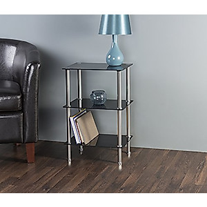 AVF S33-A Small 3 Tier Shelving Unit in Black Glass & Chrome