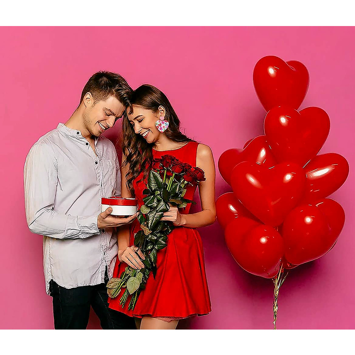 Heart Earrings Love XOXO Heart Message Printed Lucite Arch Dangle Earrings Galentines Valentines Day Gifts for Her Women