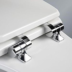 MAYFAIR 826CHSL 000 Benton Toilet Seat with Chrome Hinges will Slow Close and Never Come Loose, ROUND, Durable Enameled Wood, White