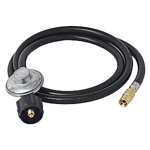 Flame King FK-GRD-REGHS6FT 6 Ft Propane Gas Regulator Hose Adapter Connect to 20Lb Tank for 17"/22" Blackstone Tabletop Grill Griddle, Black
